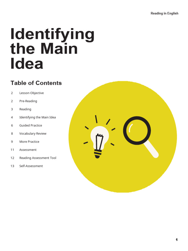 Identifying the Main Idea | PDF | Reading Comprehension | Communication