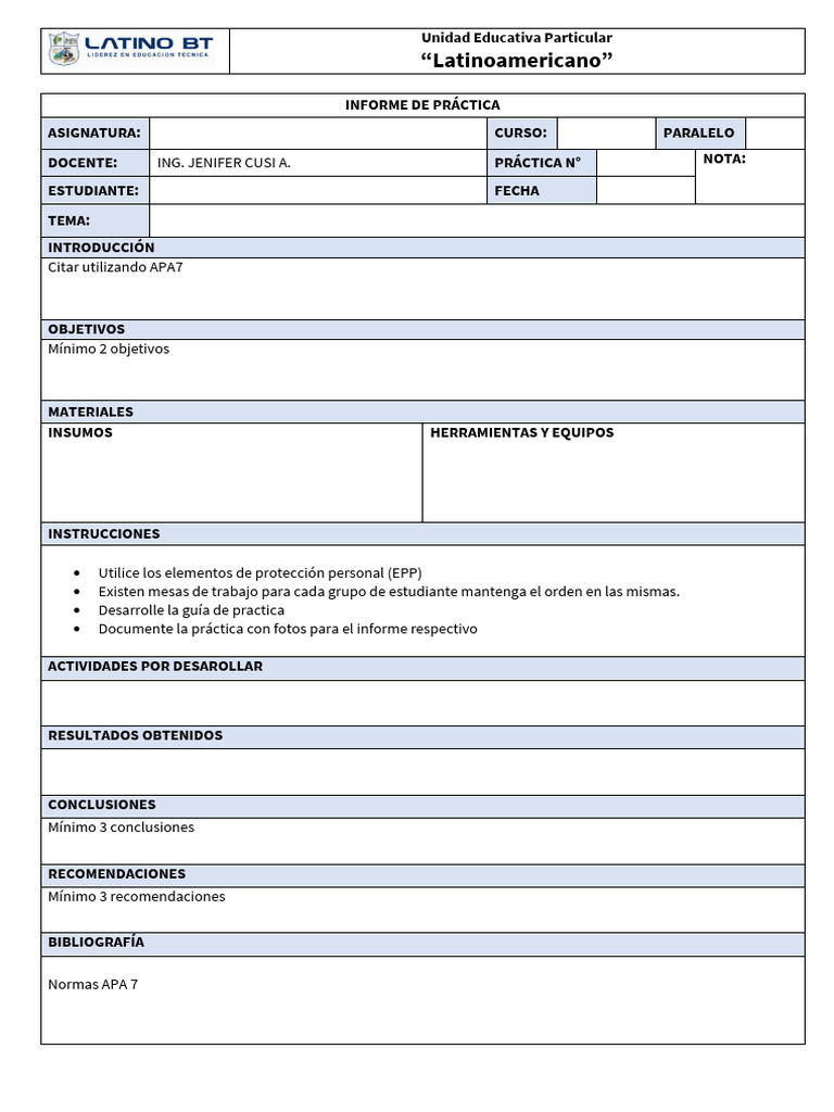Modelo de Informe (1) | PDF
