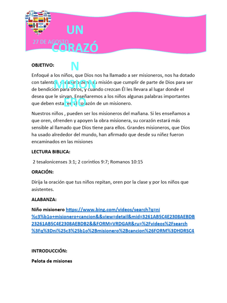 Corazón Misionero para Niños | PDF | Oración | Misionero