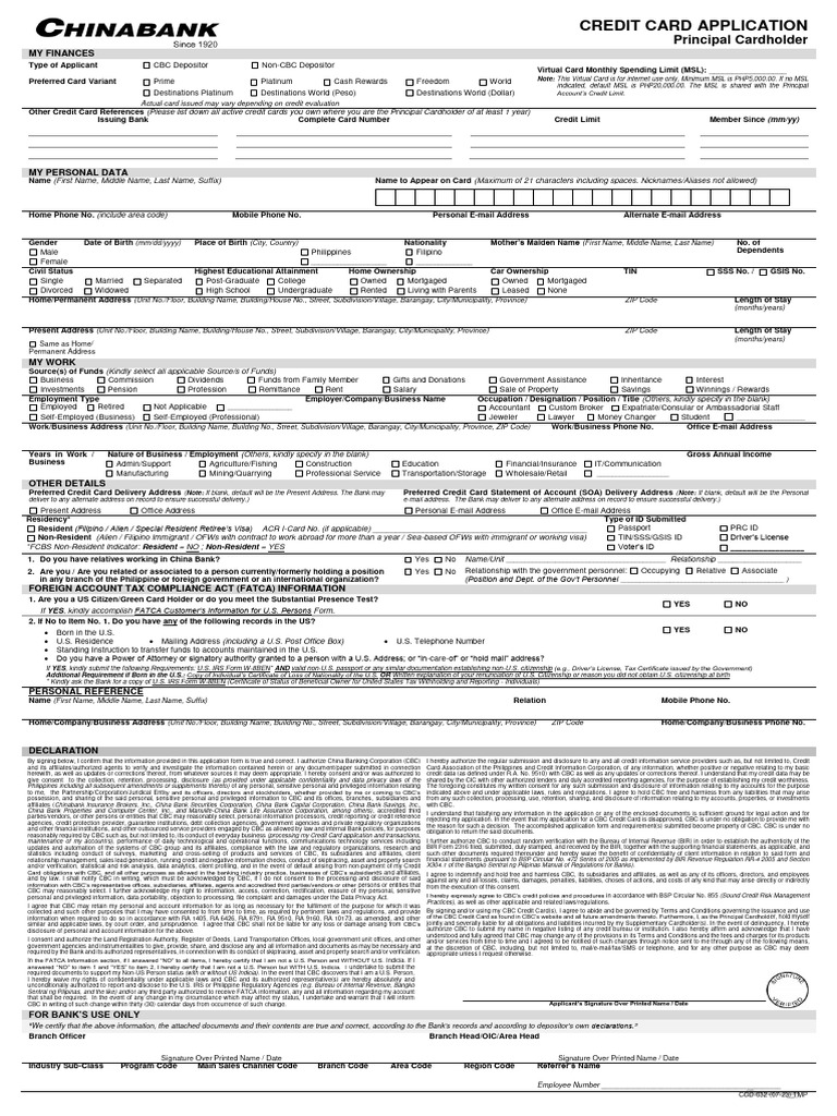 Credit Card Application Form Guide | PDF