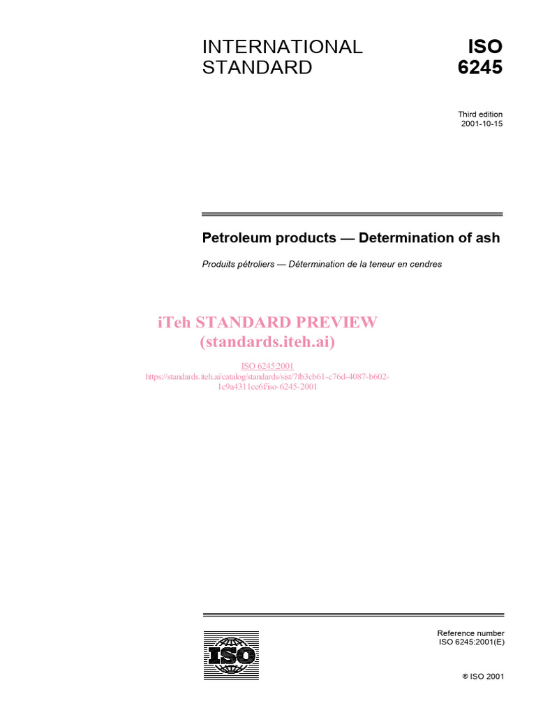 Iso 6245 2001 | PDF | International Organization For Standardization | Oil
