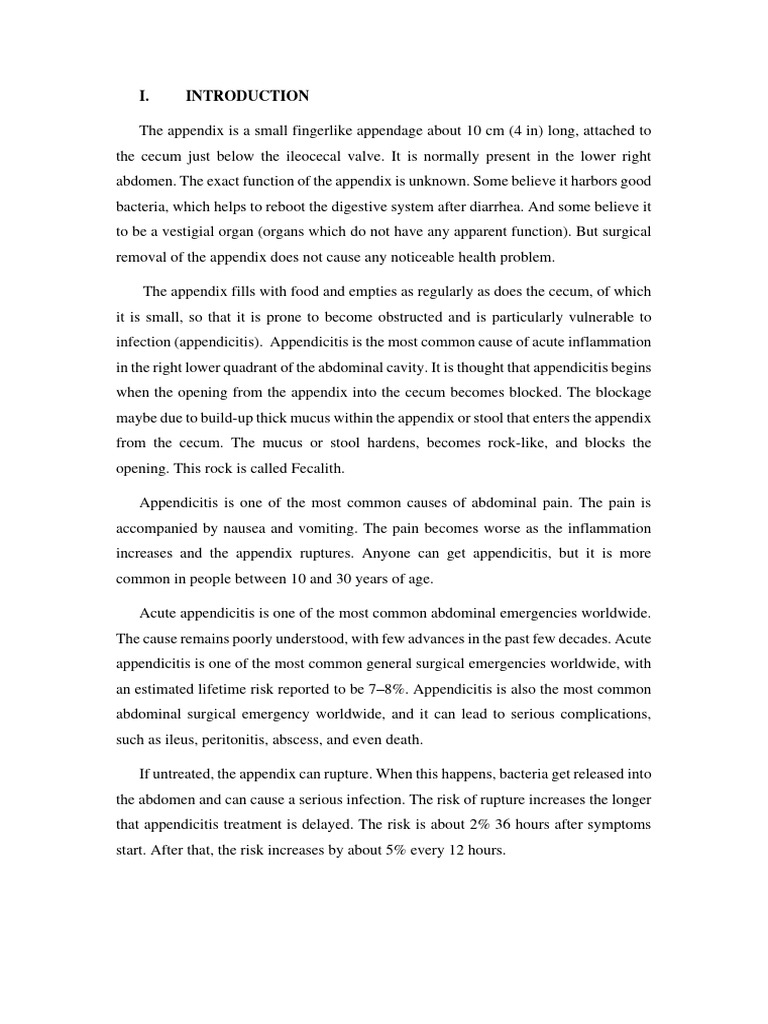 Understanding Appendicitis: Causes, Symptoms, and Risks | PDF ...