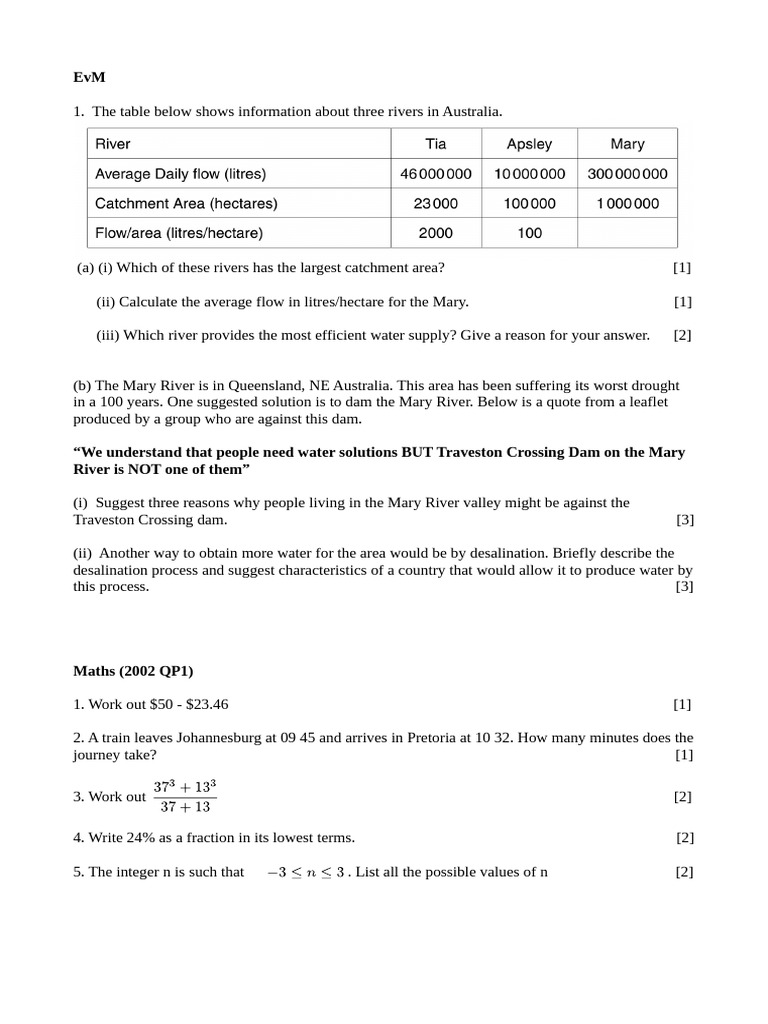 WS4 | PDF | Water | Mathematics
