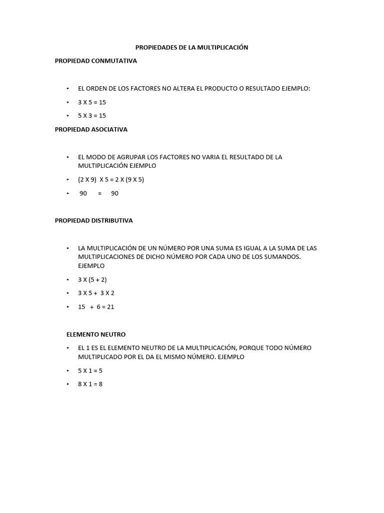 Propiedades de La Multiplicación | PDF
