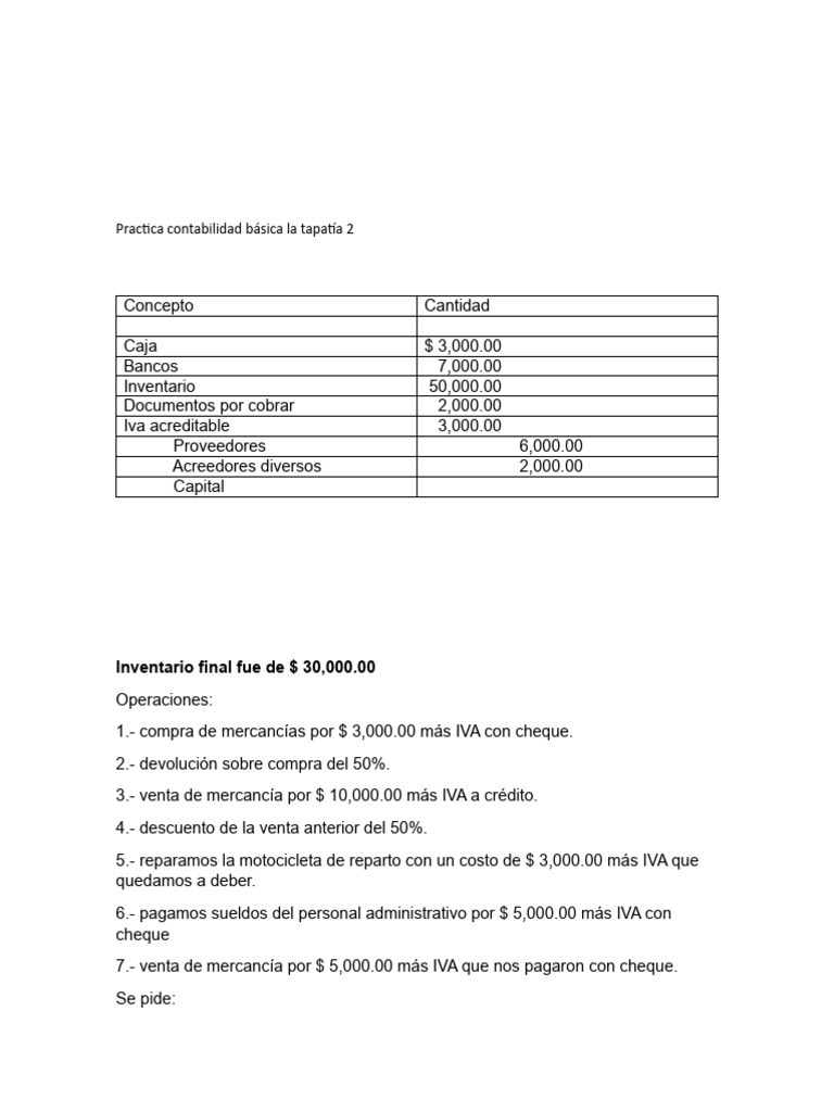 practica contabilidad basica la tapatia | PDF