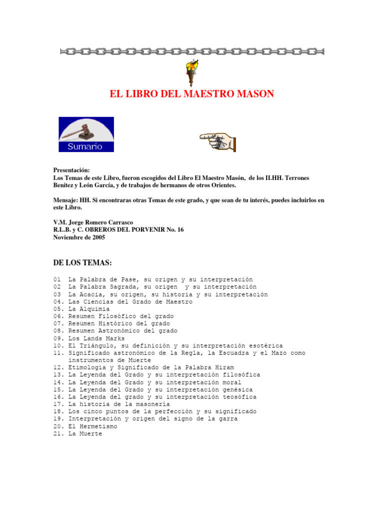 Libro Del Maestro Mason | PDF | Religión y espiritualidad