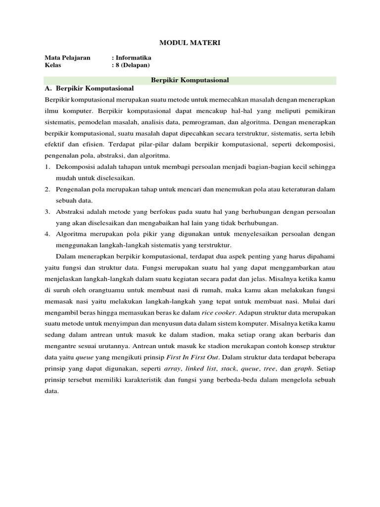 Modul Informatika Kelas 8 | PDF