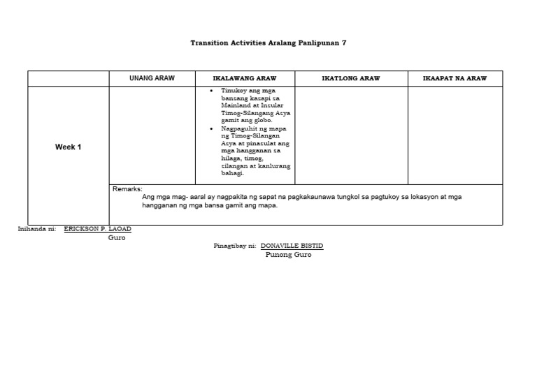 Transition Week 2 Pdf