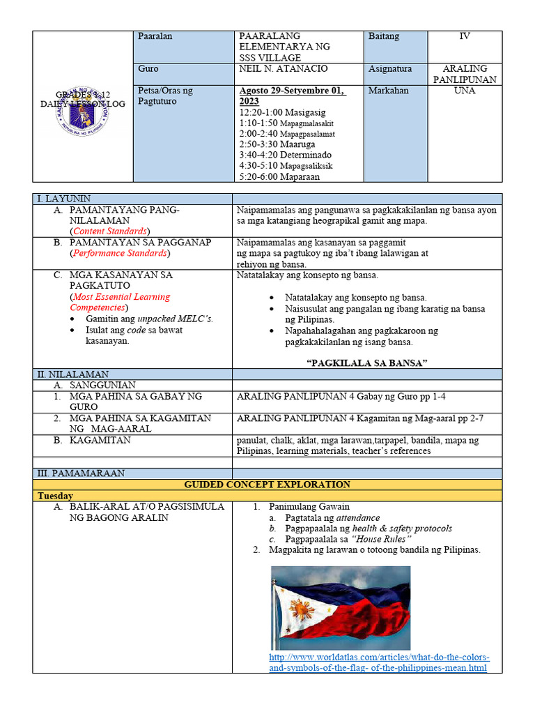 DLL AP4 Q1 Week 1 2023-2024 | PDF