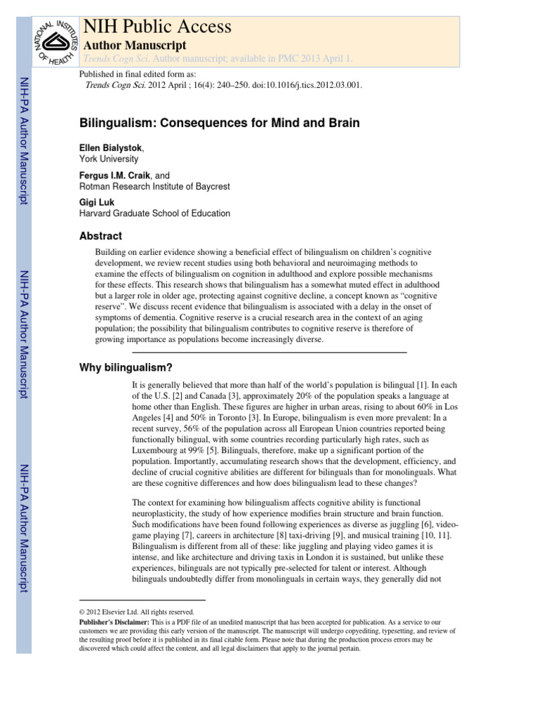 Bialystok, Craik & Luk (2012) | PDF