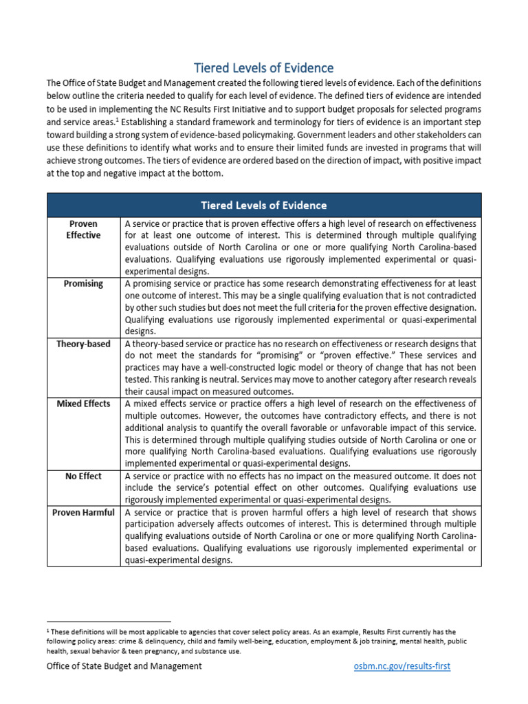 Tiered Levels of Evidence Handout March 2020 | PDF