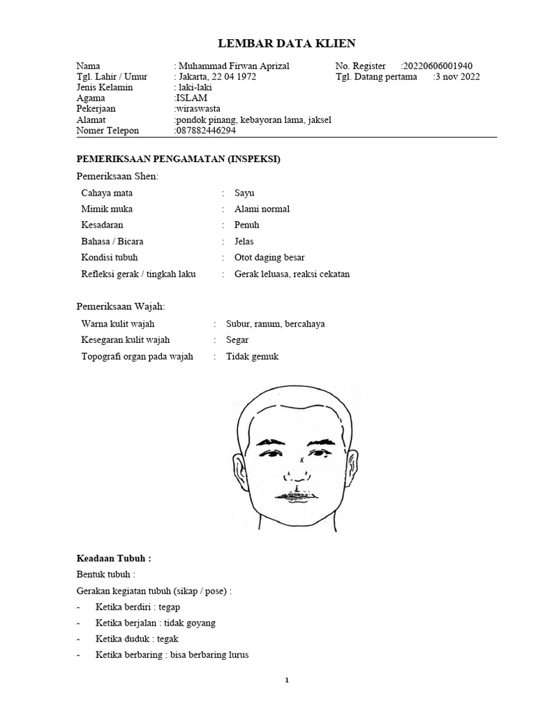 Lembar Data Klien Muhammad Firwan Aprizal | PDF