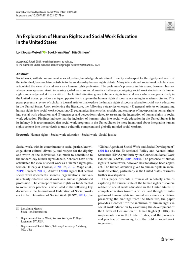 Human Rights and Social Work Education | Download Free PDF | Human ...