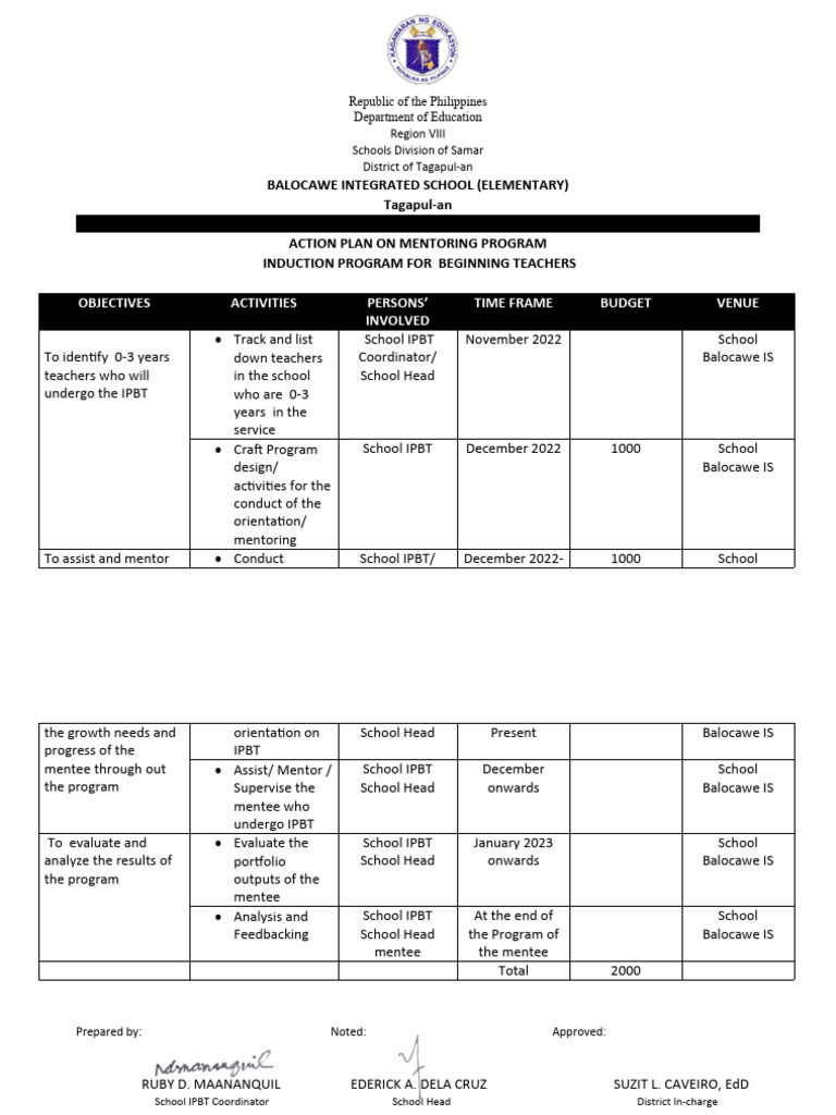 Ruby Ipbt Action Plan | PDF | Mentorship | Teaching