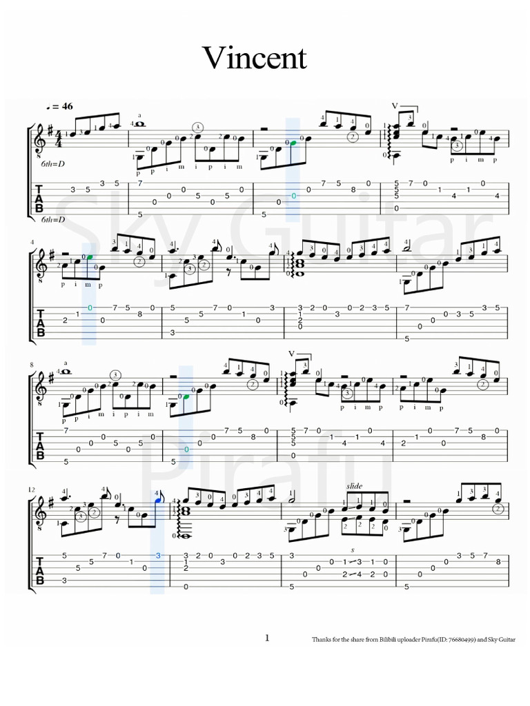 Vincent (Sky Guitar Version) | PDF