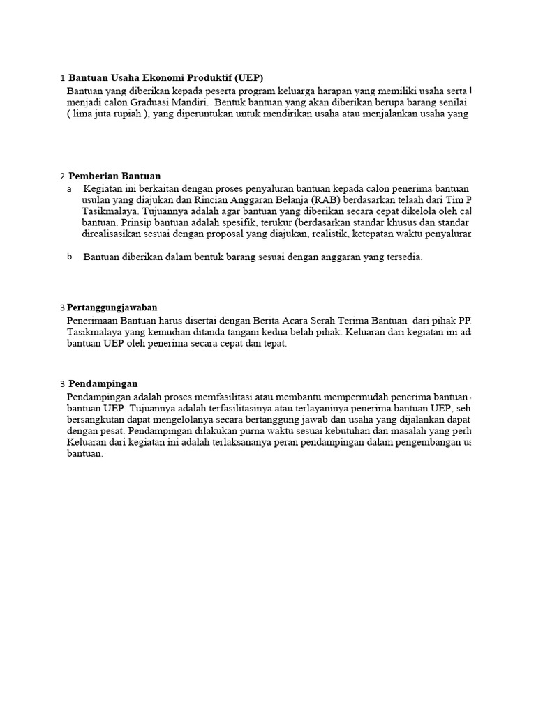 Pedoman Proposal Pengajuan UEP PKH 2019 - Gina | PDF