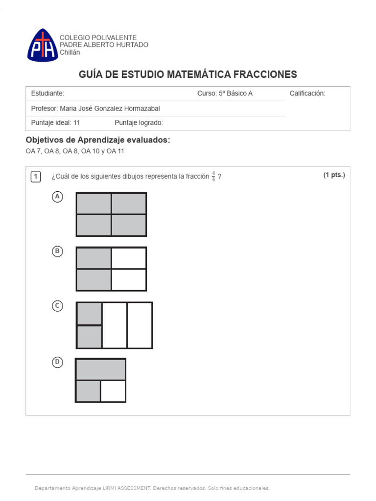 GUIA DE ESTUDIO FRACCIONES | PDF | Aprendizaje