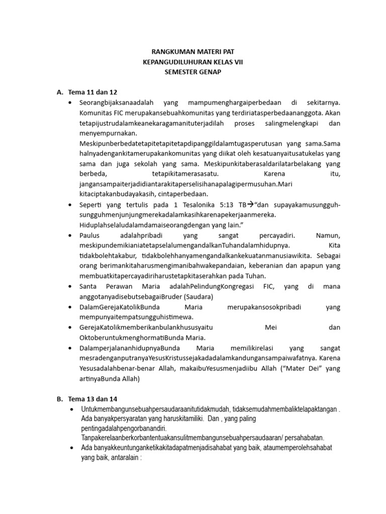 RANGKUMAN MATERI PSAT 7 - Genap Ke PL An | PDF