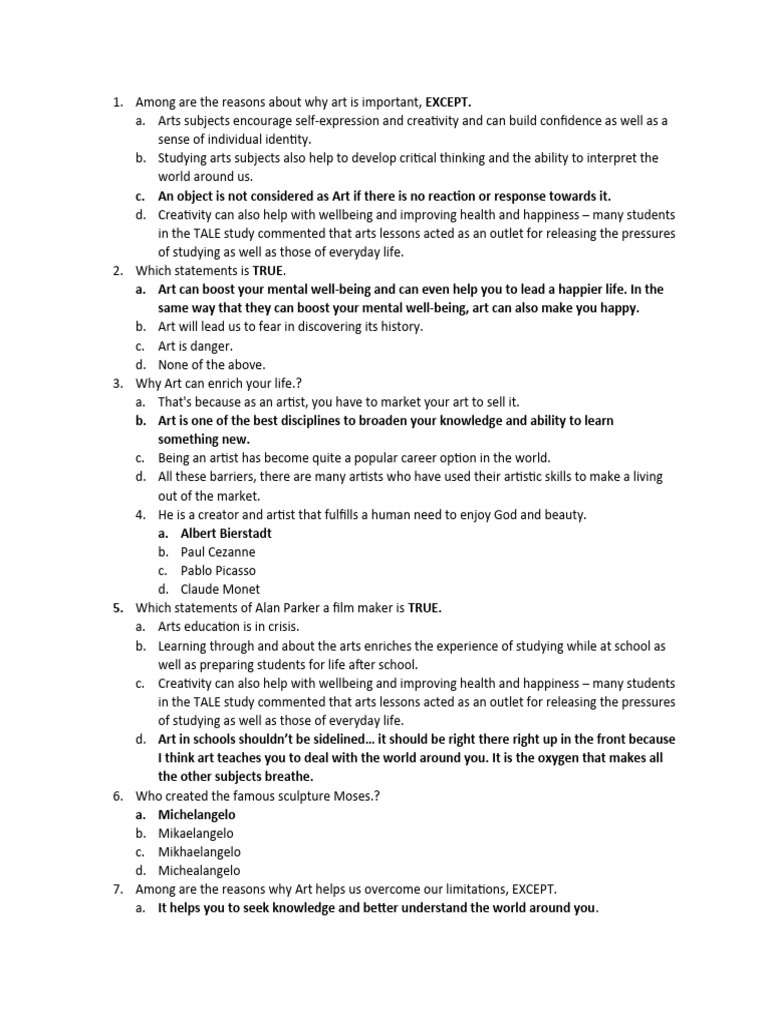 Among Are The Reasons About Why Art Is Important | PDF | Well Being ...