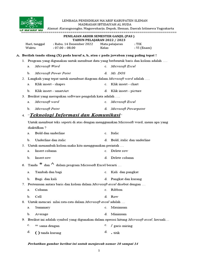Soal Smster Kelas 6 | PDF
