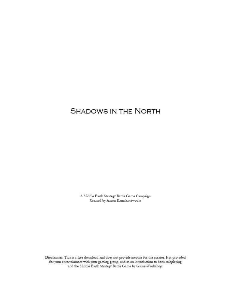 Shadows in The North Campaign Book (BW) | PDF