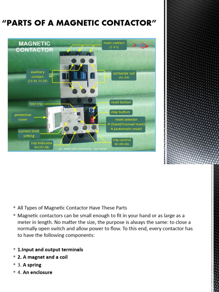 Parts of A Magnetic Contactor | PDF | Relay | Inductor