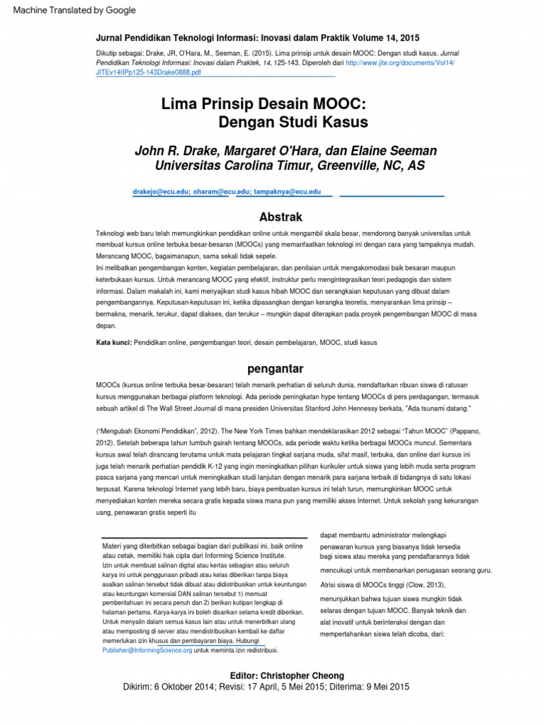 Five Principles For MOOC Design With A Case Study | PDF