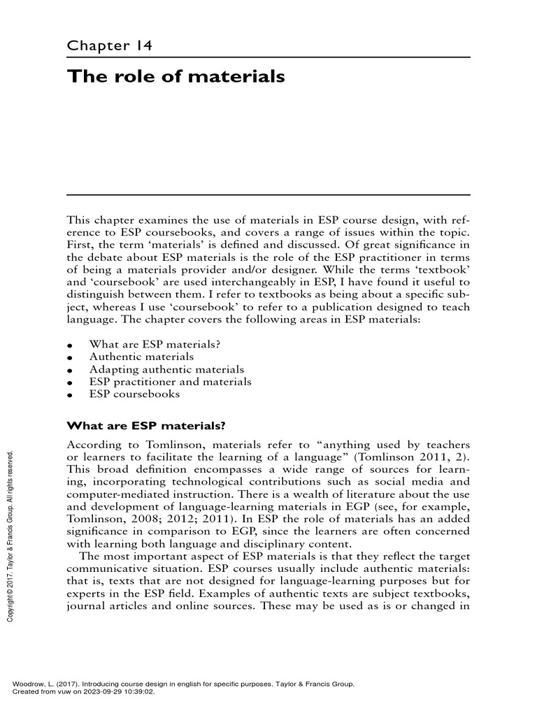 The Role of Material | PDF | Second Language Acquisition | Textbook