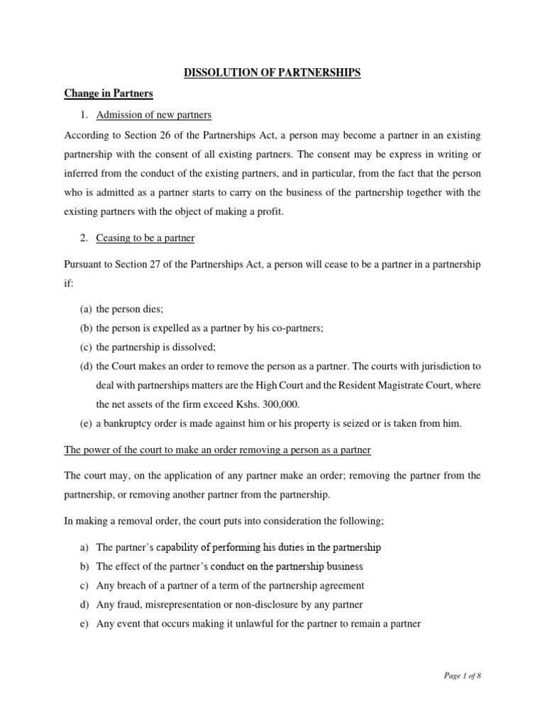 Partnership Dissolution Guidelines | PDF