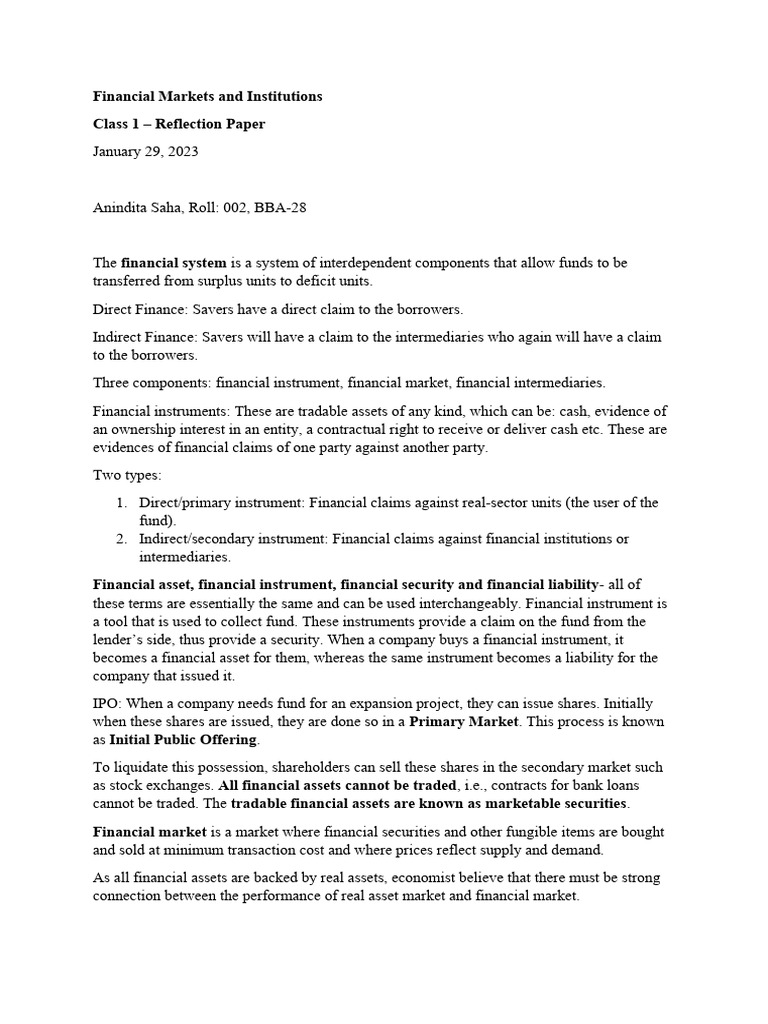 002 Reflection Paper 1 | PDF