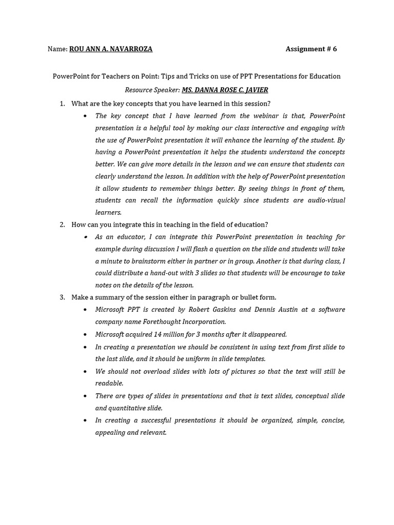 PowerPoint For Teachers On Point Tips and Tricks On Use of PPT ...