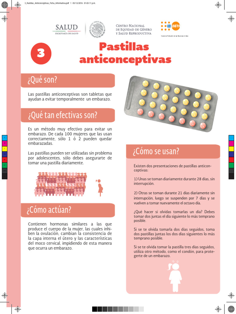 3 Pastillas Anticonceptivas Ficha Informativa | PDF | Control de la ...