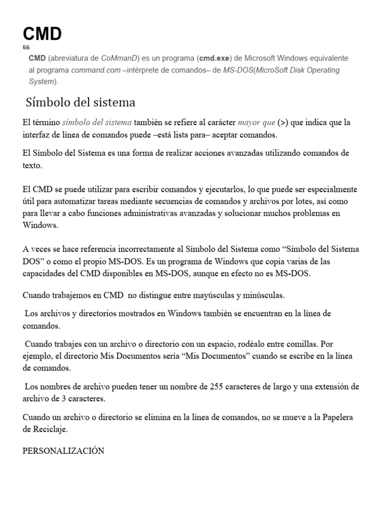 Comandos CMD | Descargar gratis PDF | Archivo de computadora ...