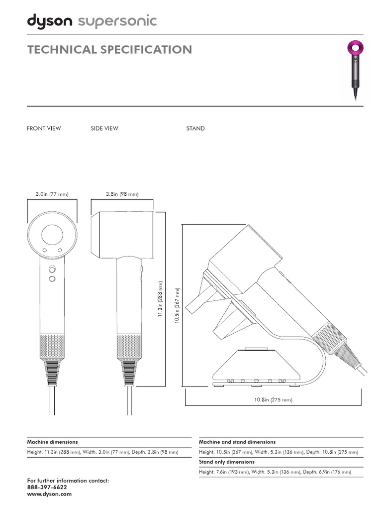 Us PC Dyson Supersonic Hair Dryer Tech Spec Ex | PDF | Electrical ...
