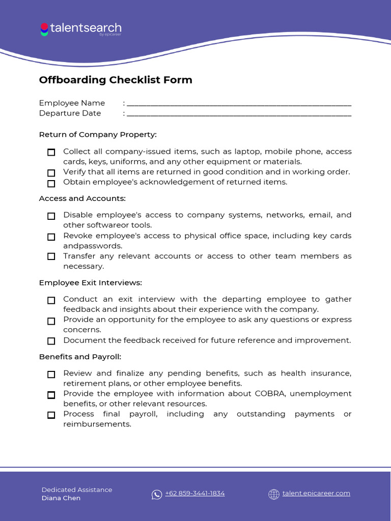 Offboarding Checklist Form | PDF | Employment | Business