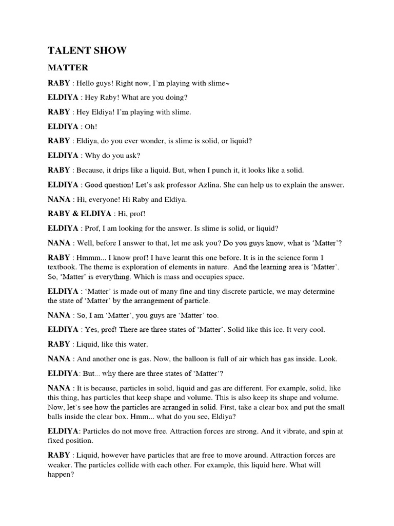 Talent Show Script | PDF Talent Show Script | PDF