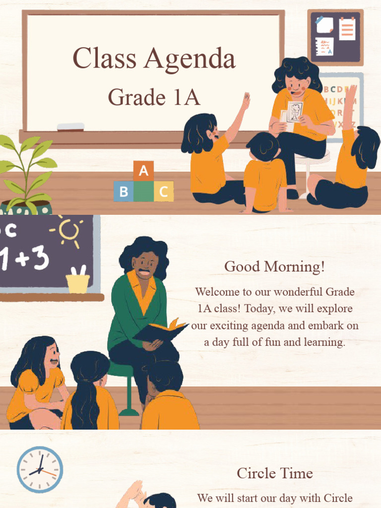 Colourful Illustrative Class Agenda Educational Presentation | PDF