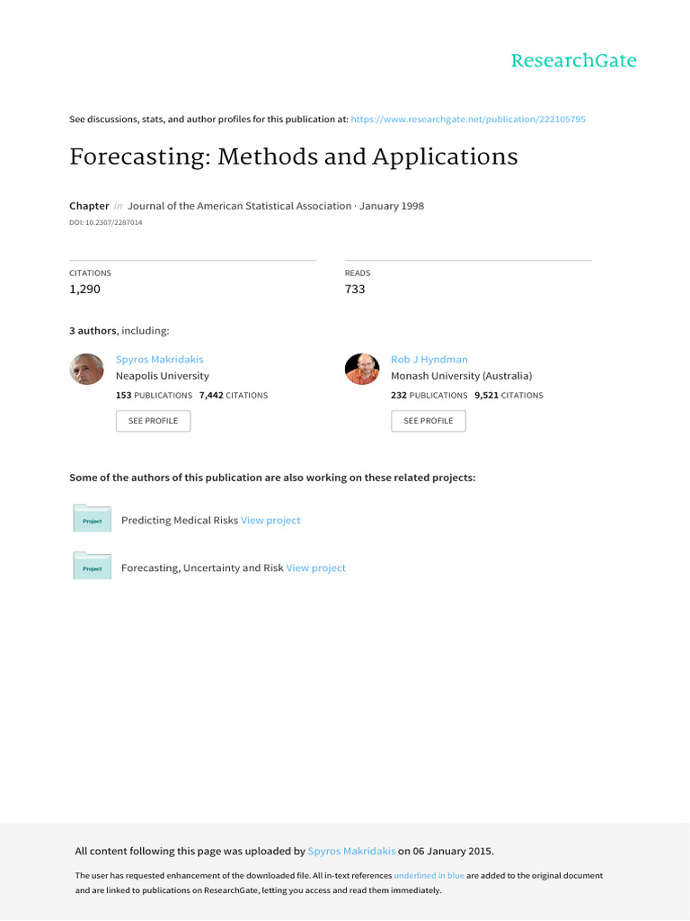 Forecasting Methods And Applications Pdf Forecasting Science