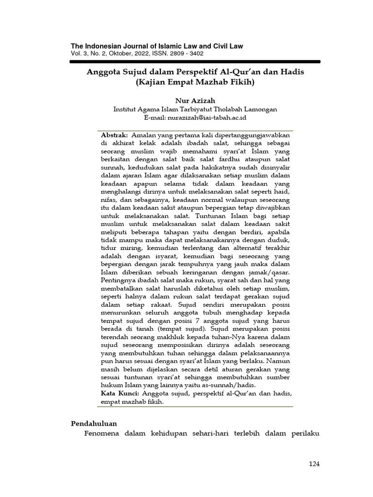 Anggota Sujud Dalam Perspektif Al-Quran Dan Hadis | PDF