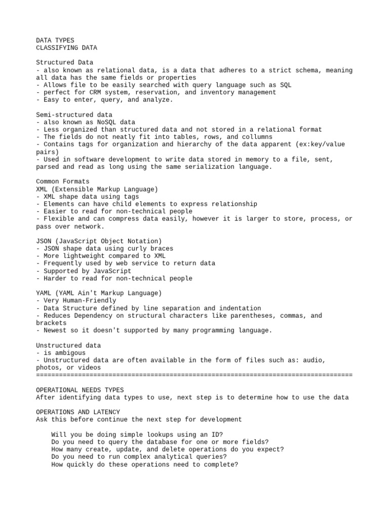 AZURE NOTES - 2 DATA TYPES | PDF
