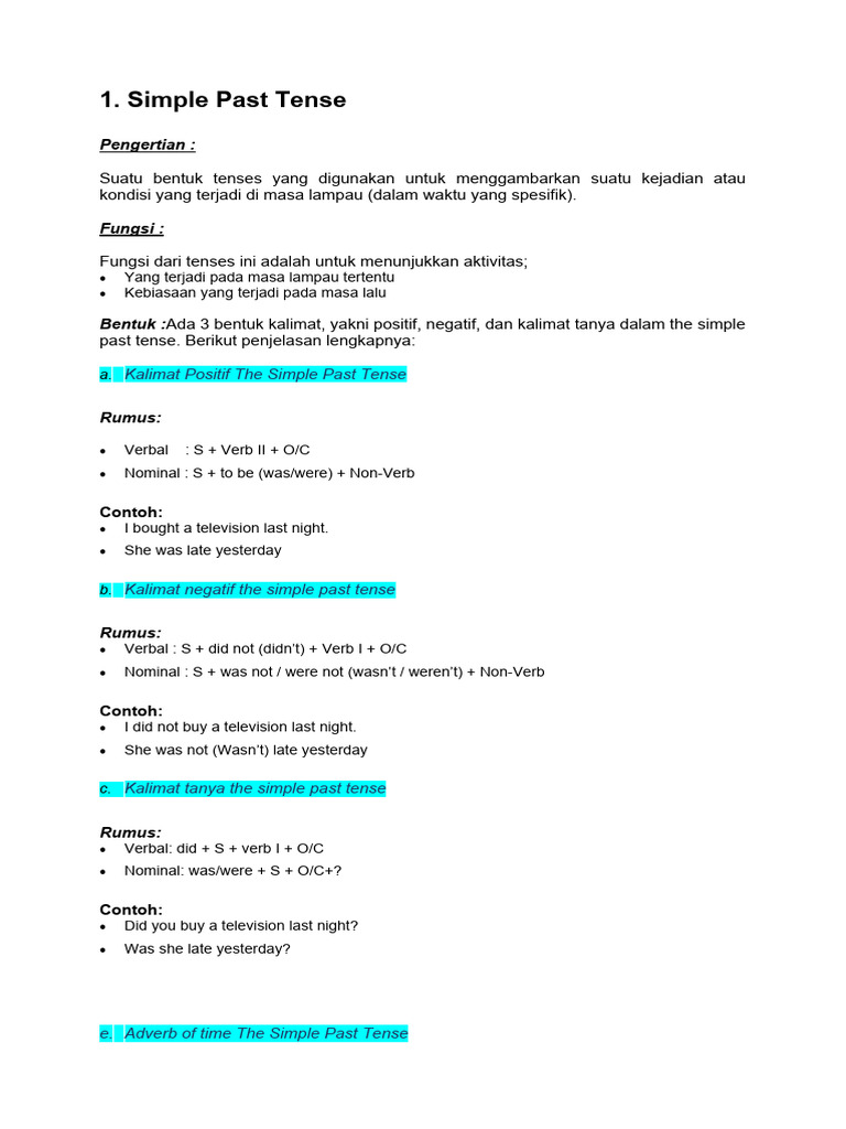 Simple Past | Download Free PDF | Grammatical Tense | Language Mechanics
