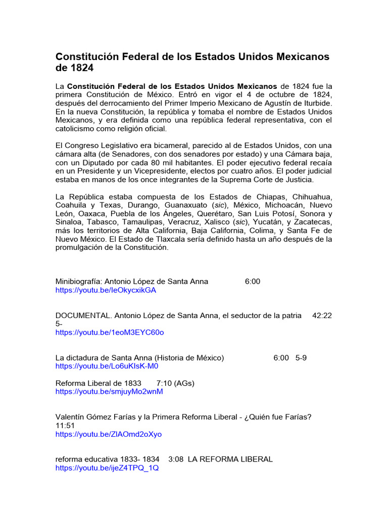 Constitución de 1824 | PDF