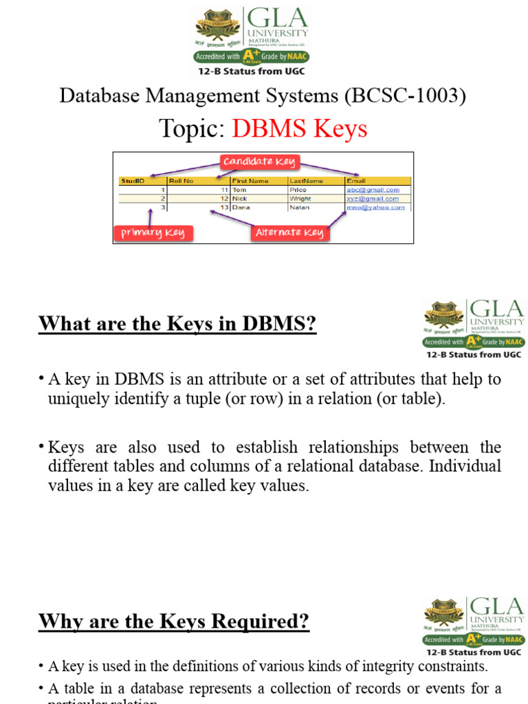 DBMS Keys. | PDF | Relational Database | Applied Mathematics