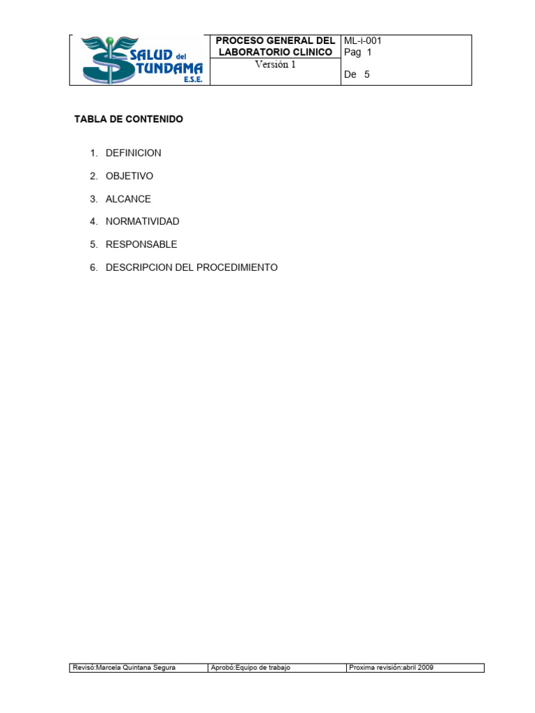 PROCEDIMIENTO GENERAL - ML-i-001 | PDF PROCEDIMIENTO GENERAL - ML-i-001 | PDF