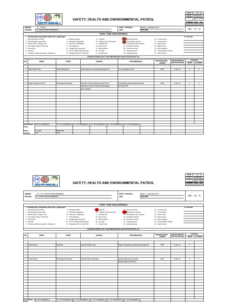 (K3L-05) Surat Ijin Kerja | PDF