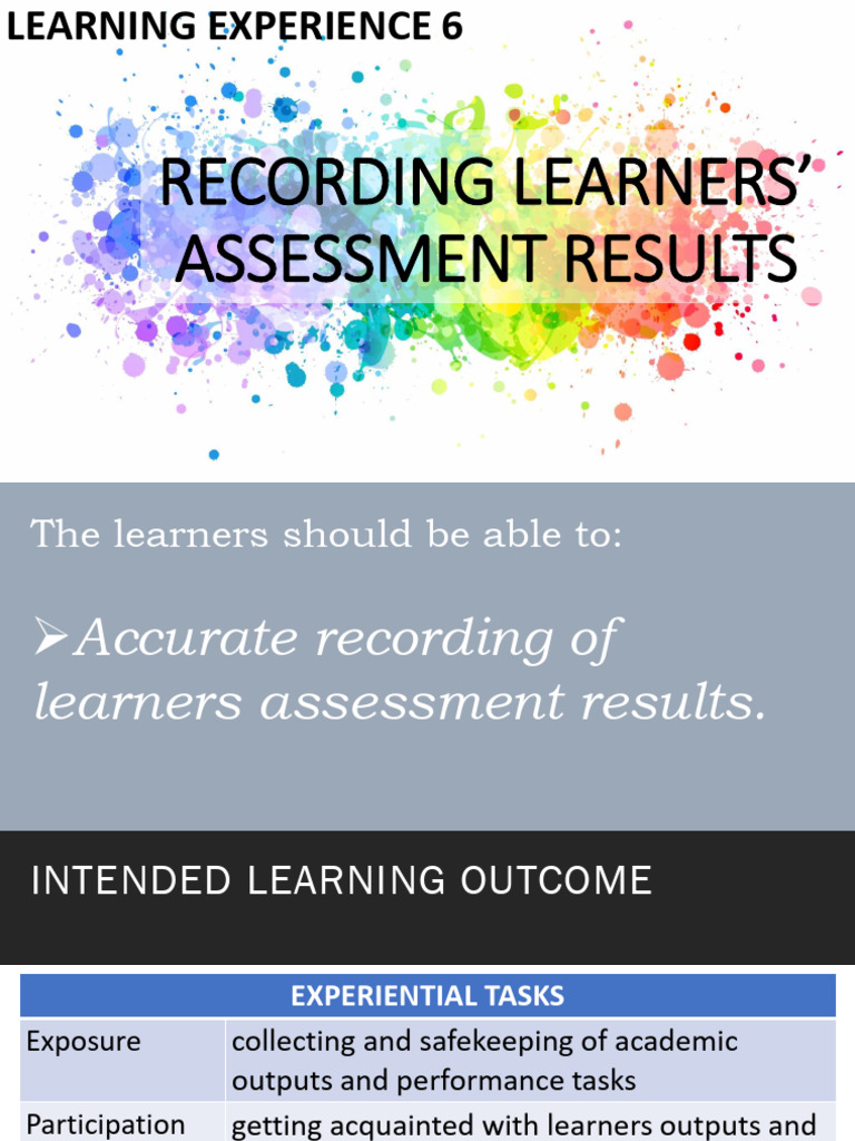 Recording Learners' Assessment Results | PDF