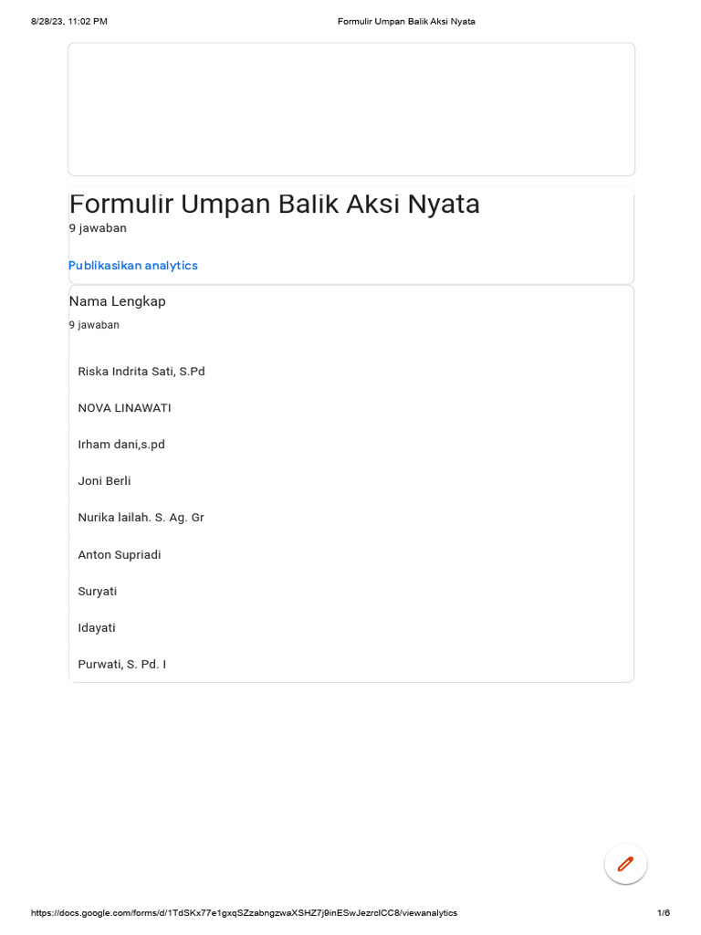 Formulir Umpan Balik Aksi Nyata | PDF
