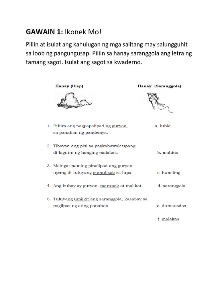 Filipino Mga Gawain | PDF