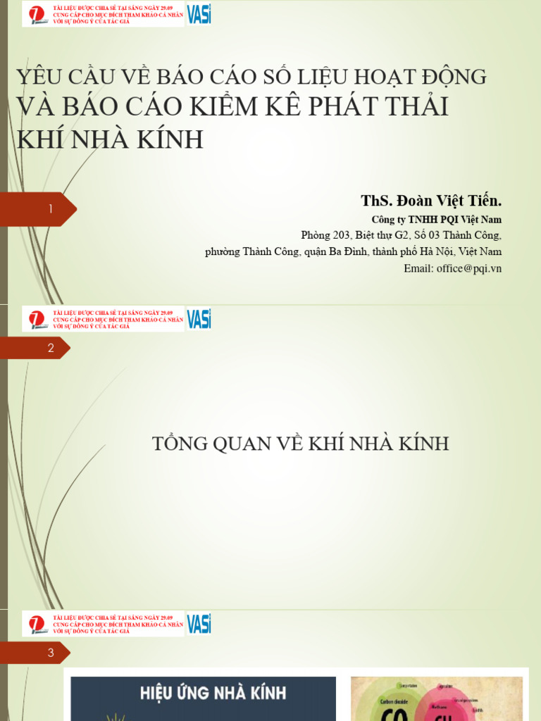 Yêu Cầu Về Số Liệu Và Kiểm Kê KNK | PDF