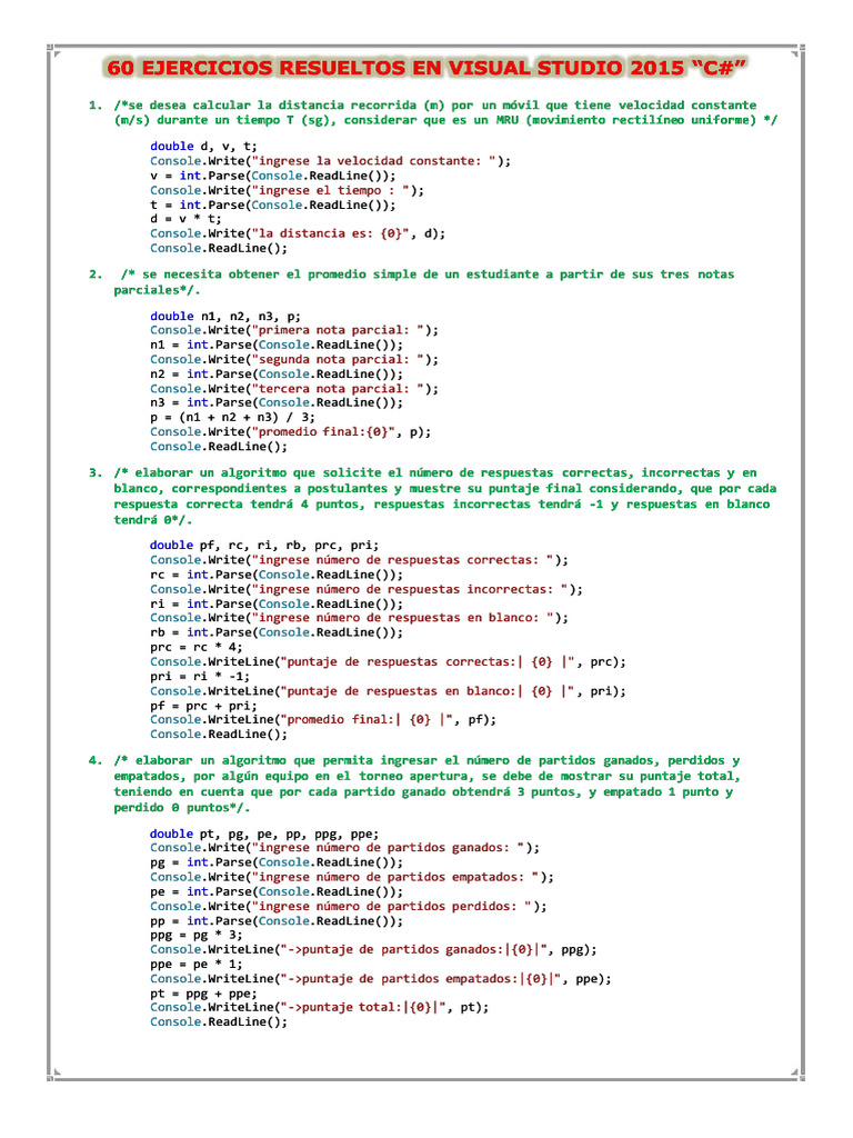 Ejercicios Resueltos en C Consola 1 Compress | PDF | Sistema de ...